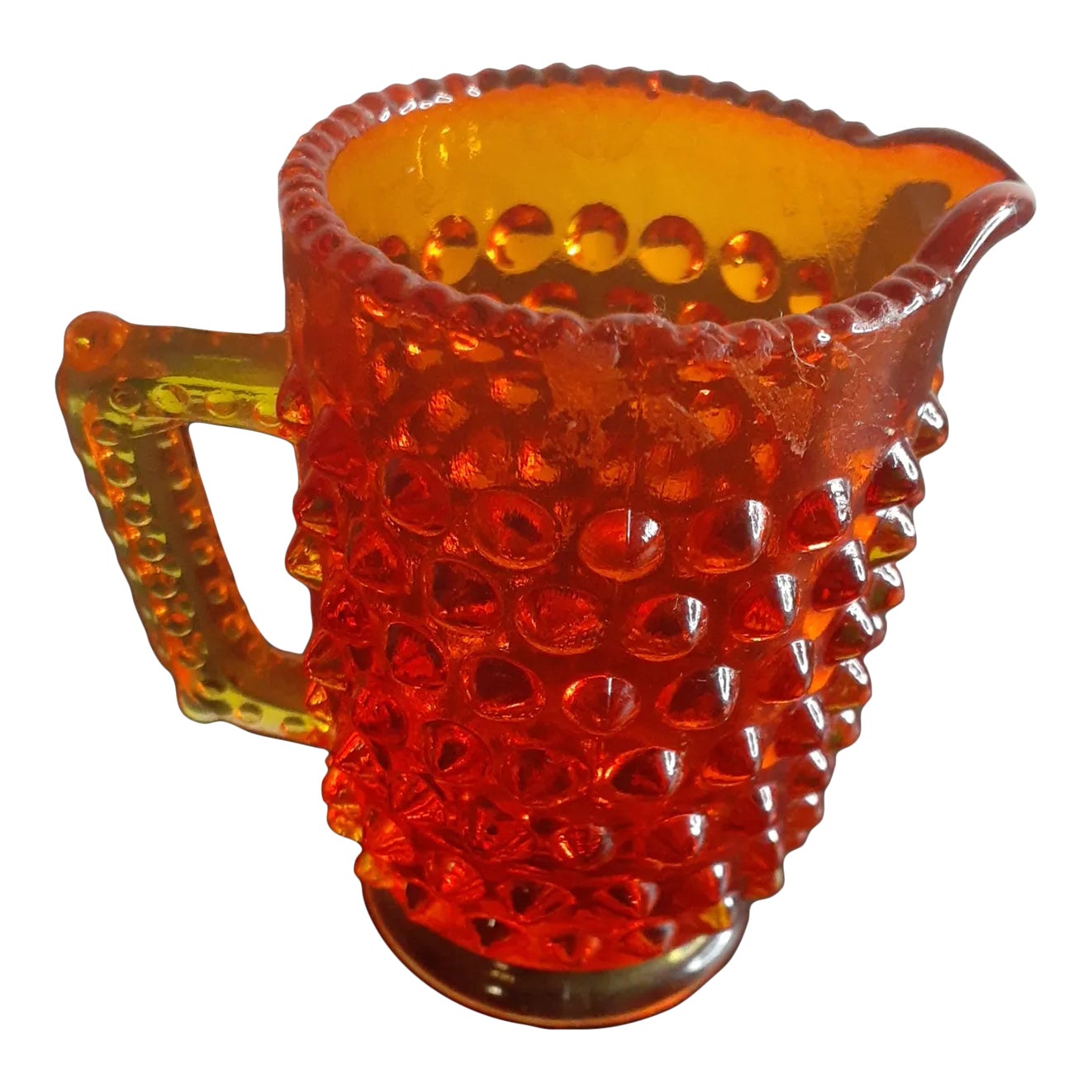 Vintage Fenton Hobnail Amberina Miniature Pitcher | Chairish
