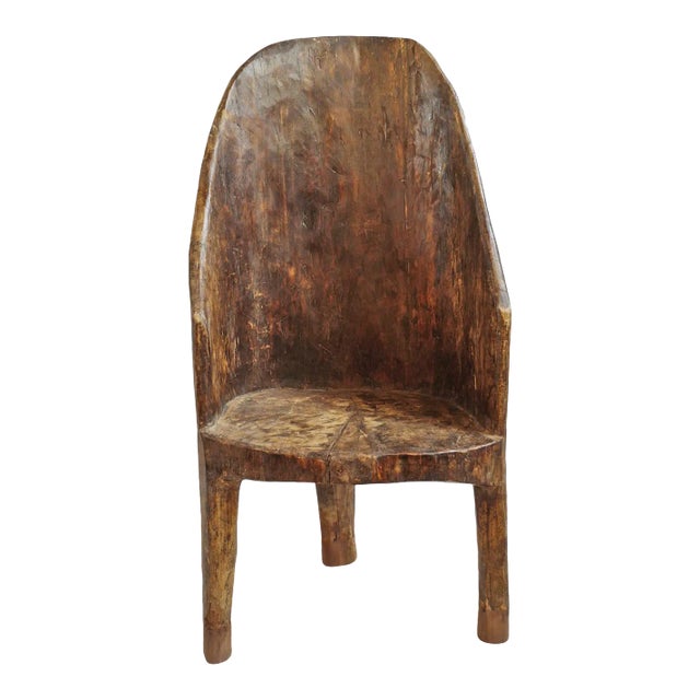 Mid 20th Century Vintage Naga Carved Wood Tribe Chair | Chairish