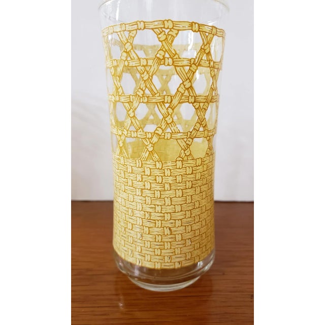 1970's Rattan Caned Pattern Glasses - Set of 7 | Chairish