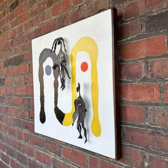 Abstract Miro Style Multimedia Painting in a Witco Frame | Chairish