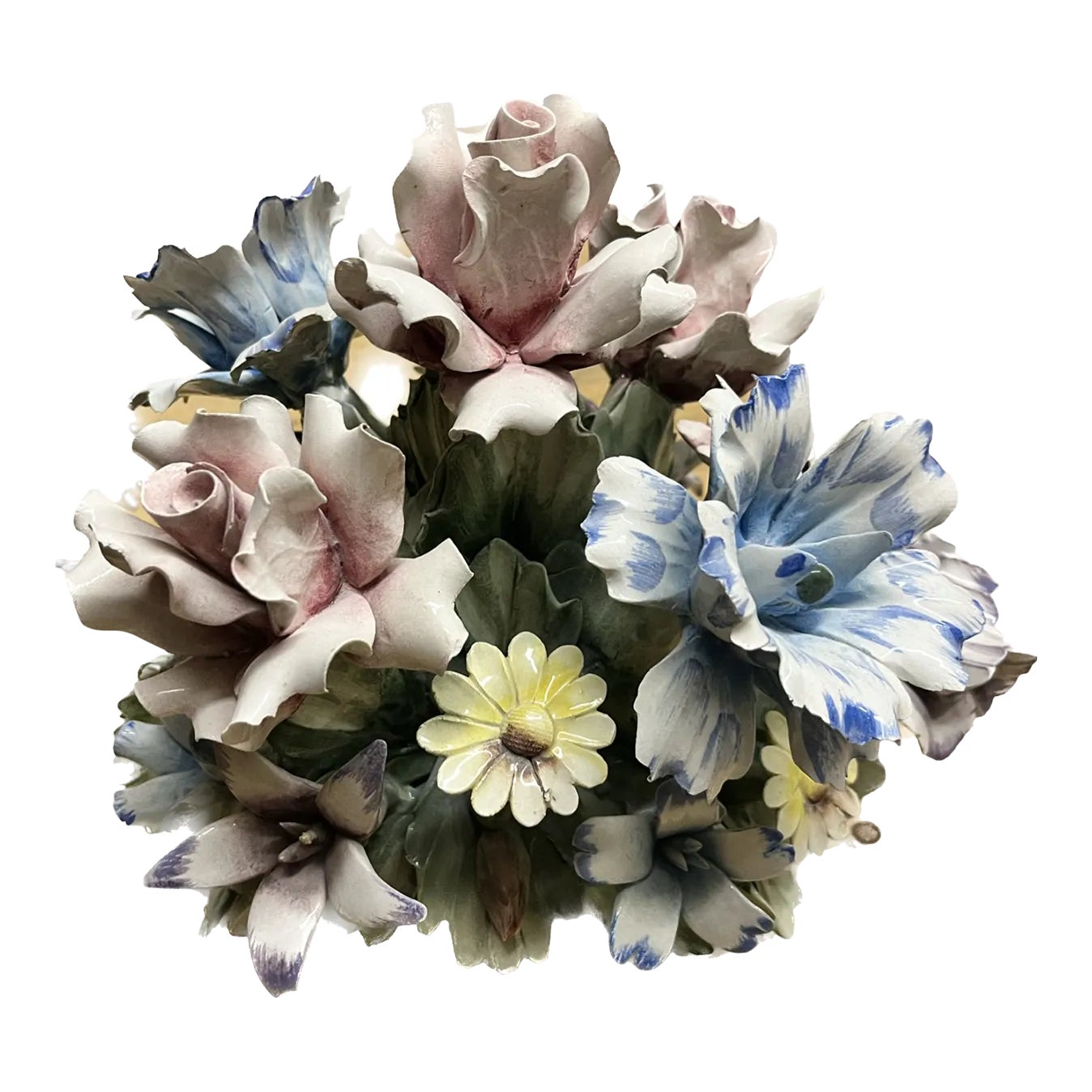 Capodimonte Basket of Flowers | Chairish