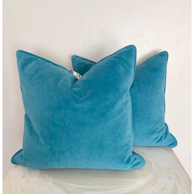 20" Paisley Design Turquoise and Yellow Luxury Velvet Pillows - a Pair ...