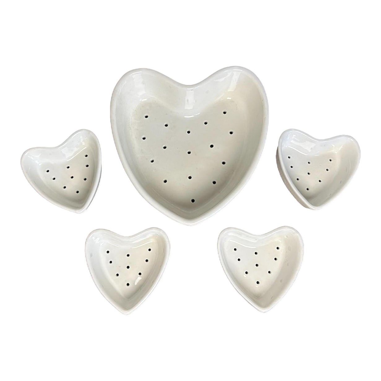 Set of 5 1990s Apilco French Heart Shaped Cheese Mold Strainers - Made ...
