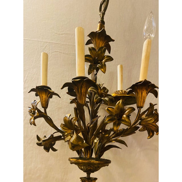 Louis XVI Style Bronze Mounted Five Light Tulip Design Light Fixture ...