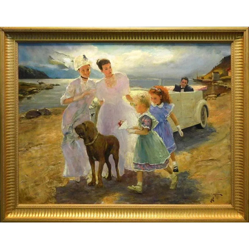 Vladimir Muhin "Promenade to Countryside" Original Signed Oil Painting ...