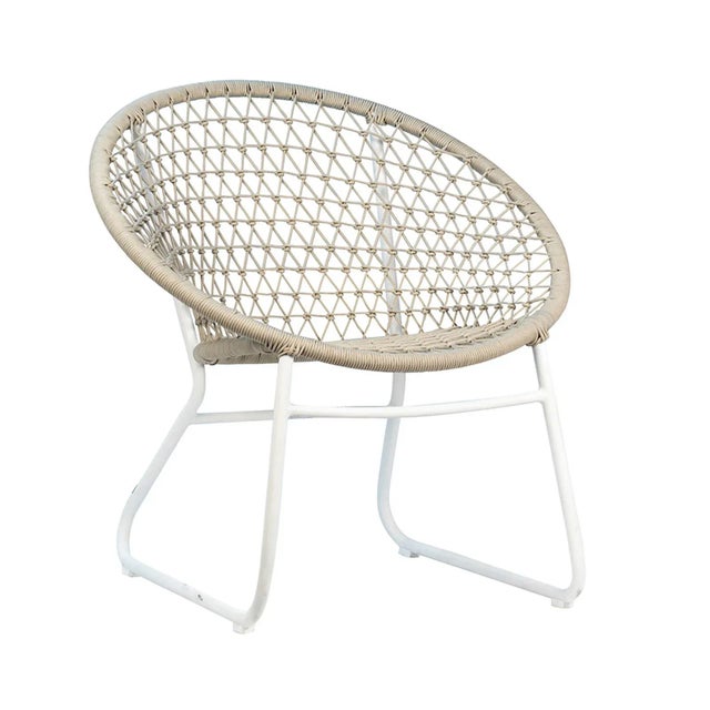 Outdoor Rope & White Round Chair | Chairish