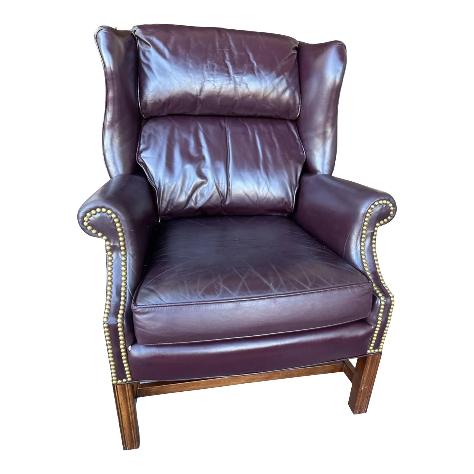 Sam Moore Vintage Deep Grape Color Chair With Nailhead Trim | Chairish