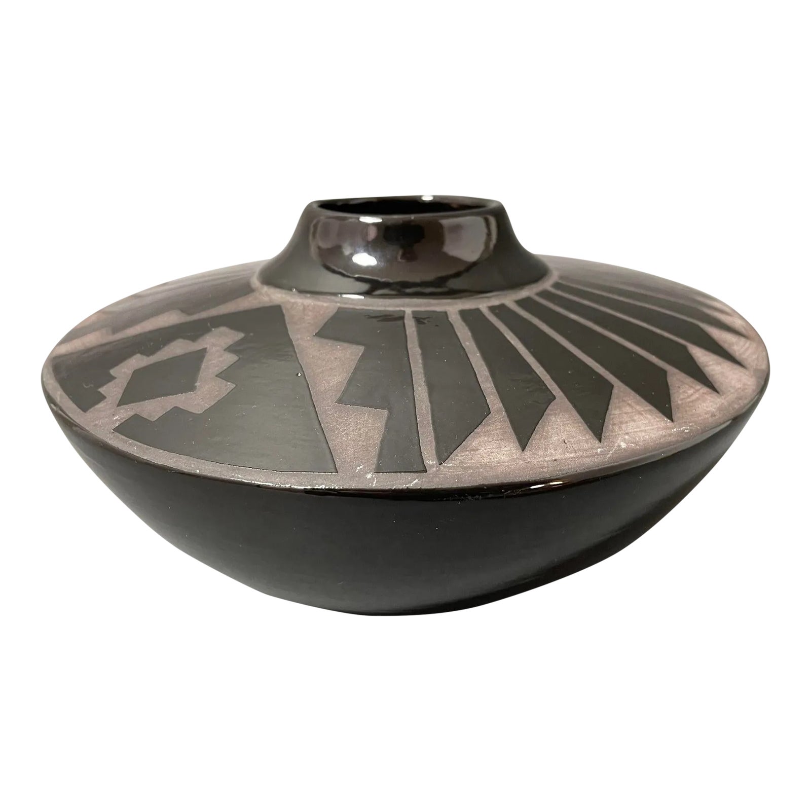 American Blackware Pottery Jar Vase Mata Ortiz Style | Chairish
