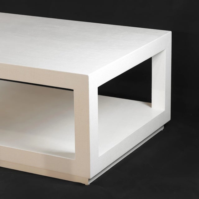 Carl Springer's Vintage Raffia Covered Modern White Cocktail Table ...