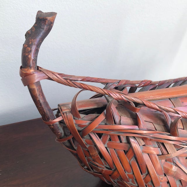 Vintage Mid-20th Century Japanese Ikebana Boat Basket | Chairish