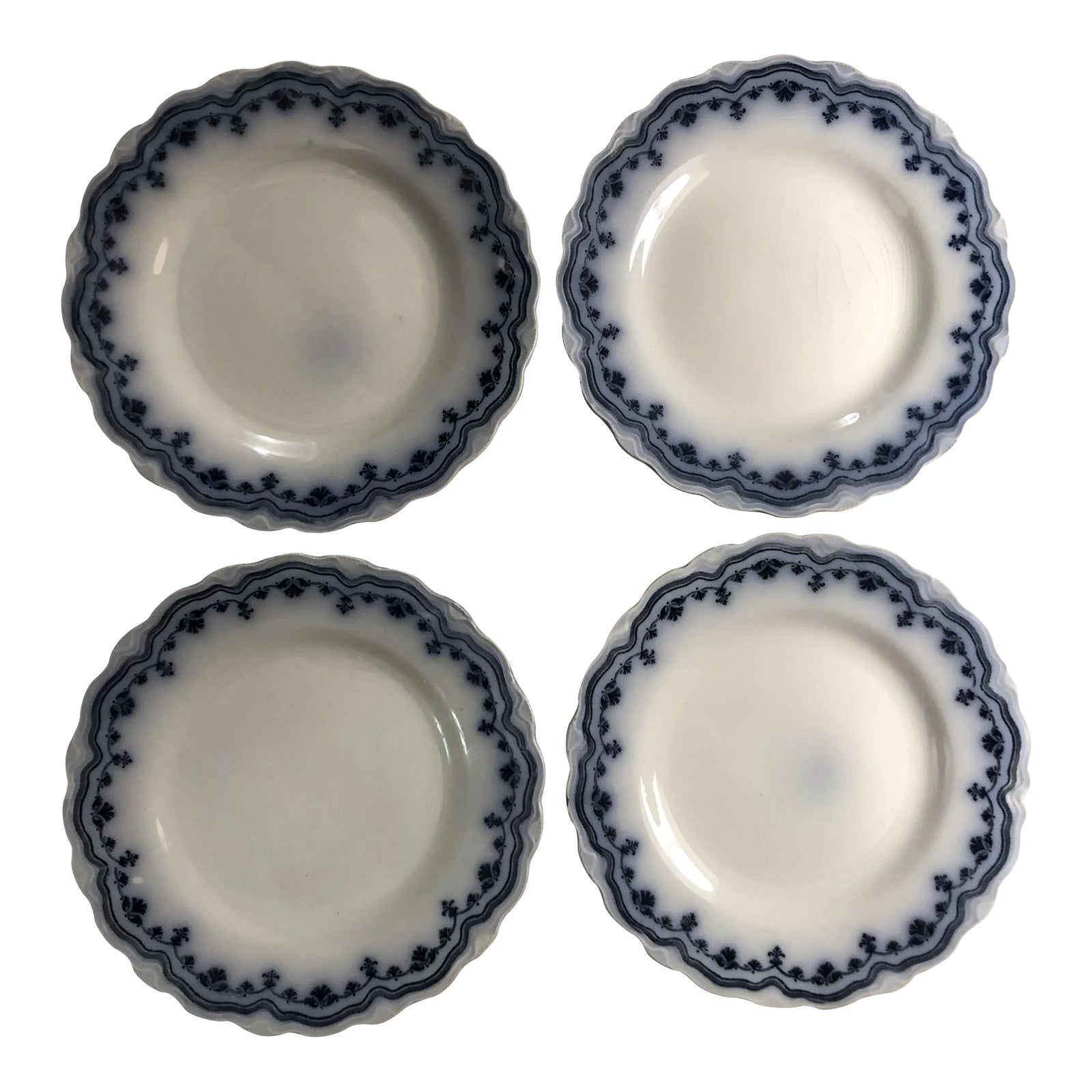 Early 20th Century Grindley England Flow Blue Lyric Plates - Set of 4 ...