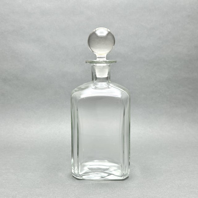 Vintage Minimalist Hand Blown Clear Glass Rectangular Decanter With ...