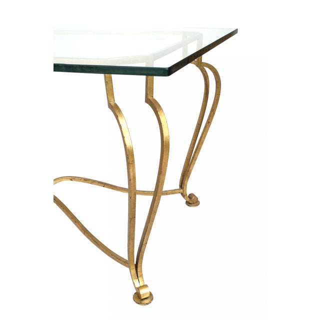 American Post-War Gilt Center Table with Glass Top | Chairish
