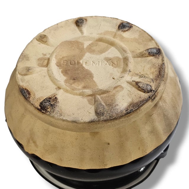 Bohemian Stoneware Brown Bean Pot W/ Lid Attributed to Zanesville ...