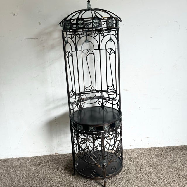 Vintage Wrought Iron Wine Rack/Bar | Chairish