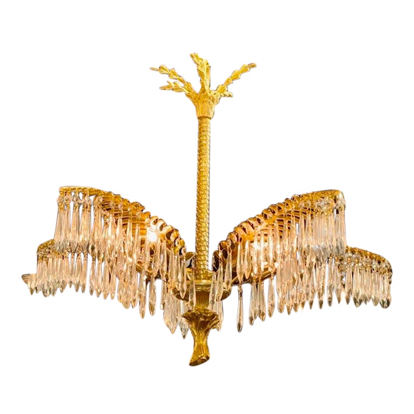 Italian Crystal Palm Form Chandelier | Chairish
