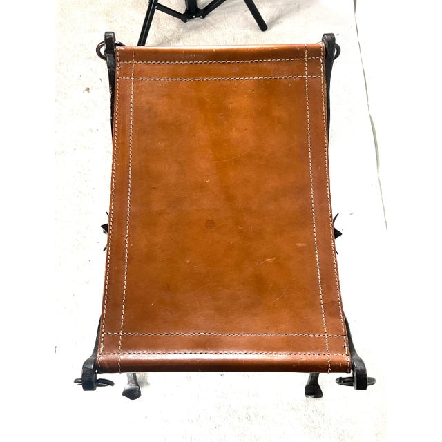 Antique Morgan Colt Style Wrought-Iron and Leather Folding Curule Stool ...