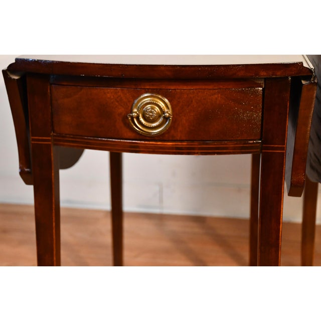 1940 Pair J.B.Van Sciver Co. Regency Style Mahogany Inlaid Pembroke Side Tables | Chairish