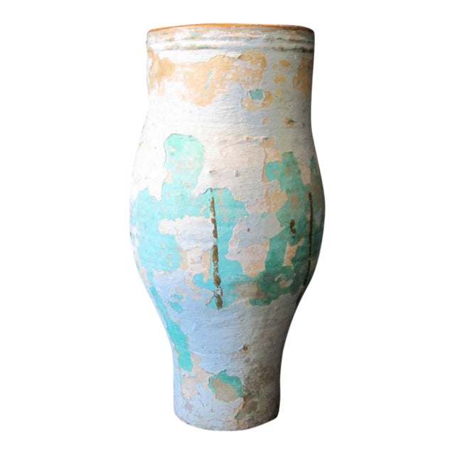 Large Artisan Ceramic Floor Standing Vase | Chairish