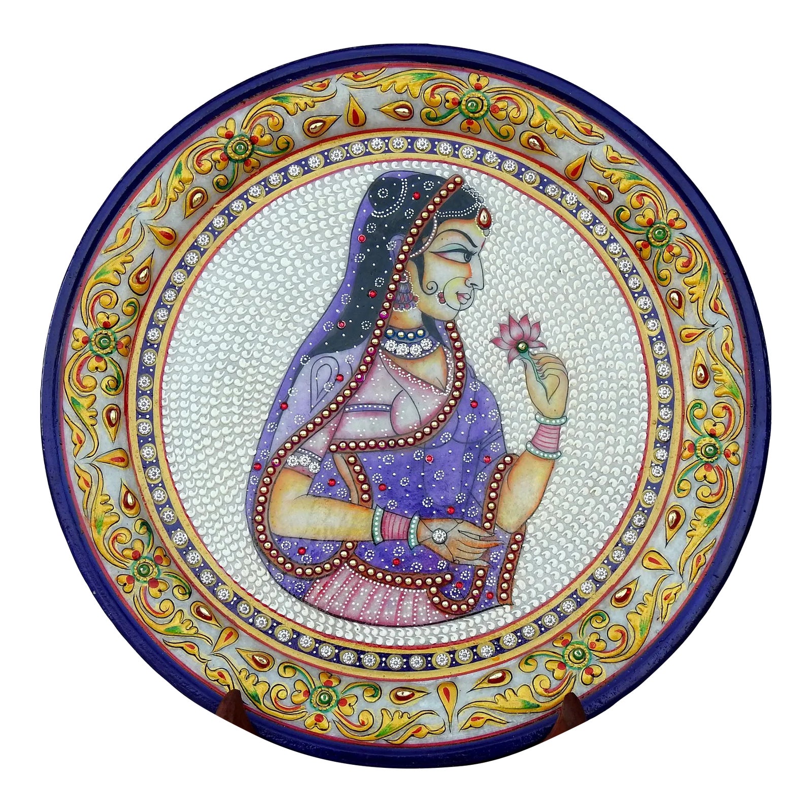 Marble Handicraft Plate Rajasthani Women Bani Thani Tribal Ethnic Hand ...