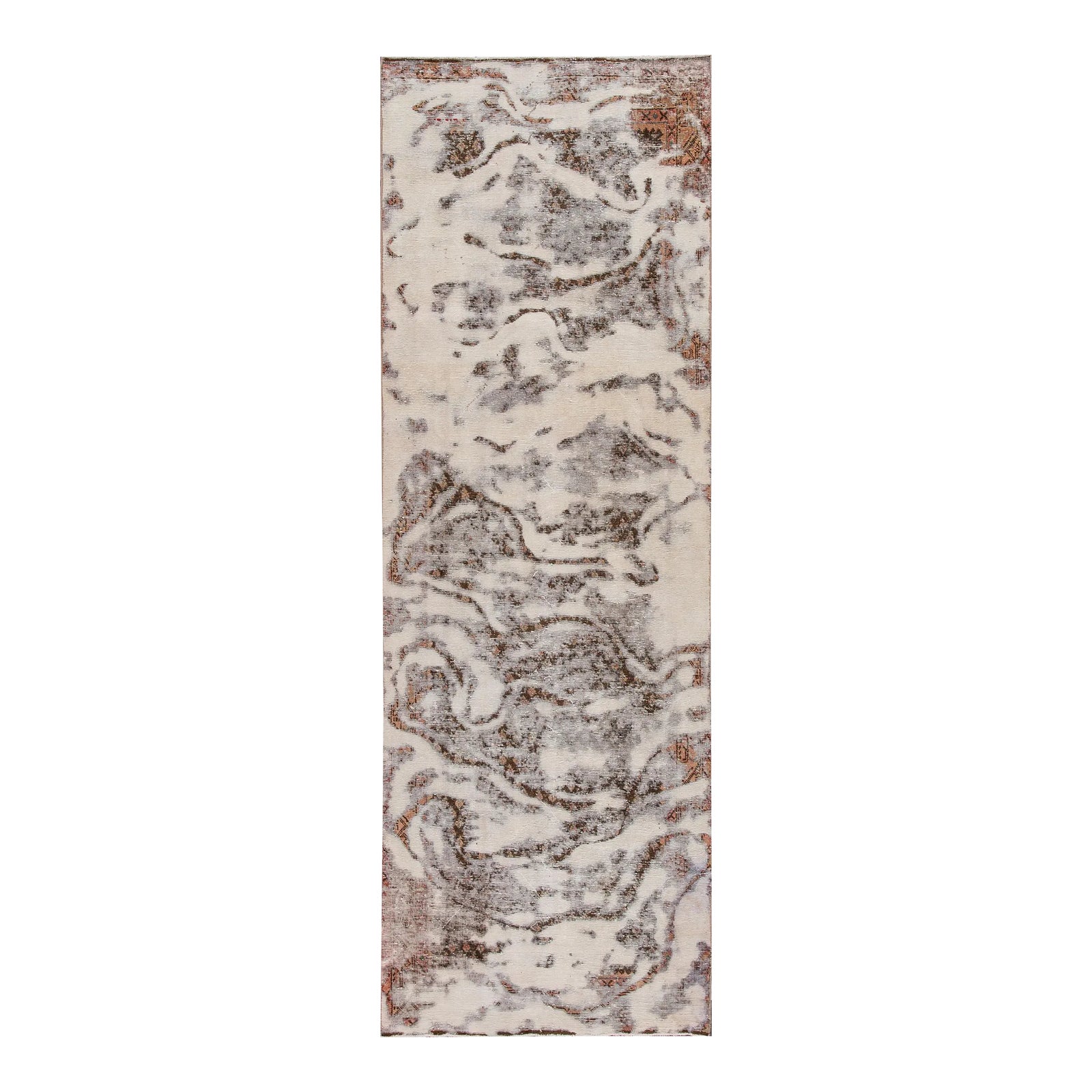 Vintage Distressed Handmade Gray Wool Runner | Chairish