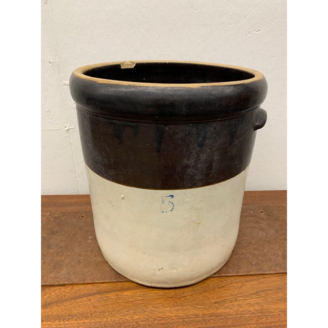 Vintage Rustic Stoneware Crock | Chairish