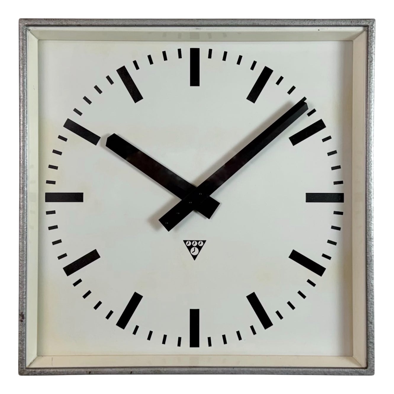 Large Grey Square Wall Clock from Pragotron, 1970s | Chairish