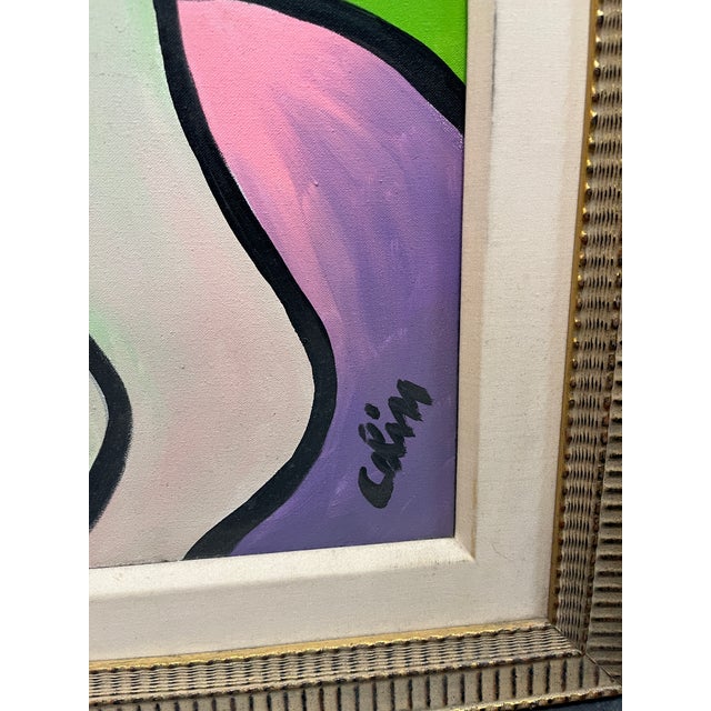 1990s Contemporary Abstract Oil on Canvas of an Embracing Couple ...