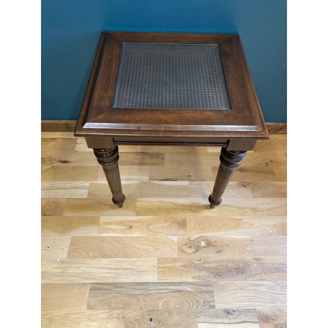 Bombay Company Cane & Glass Side Table | Chairish
