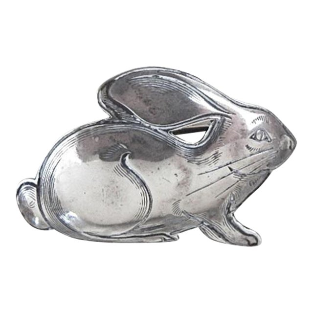 Vintage Kit Carson Engraved Sterling Silver Rabbit Bunny Pin | Chairish