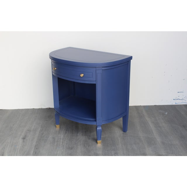 Late 20th Century Pair of Mid Century Demilune Blue Nightstands | Chairish