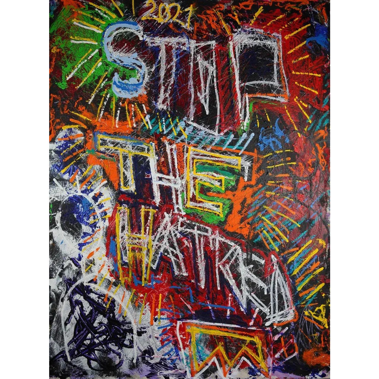 "Stop the Hatred" Contemporary Neo-Expressionist Oil Painting by Sax ...