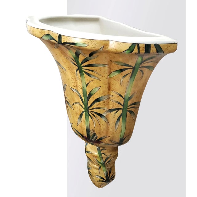 1970s Large Vintage Chinese Porcelain Wall Pockets With Hand Painted ...