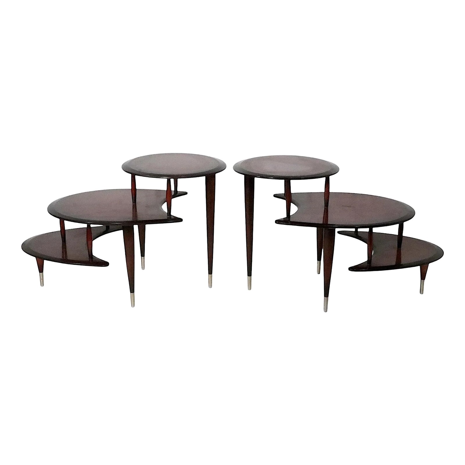 Pr. Mid Century Three Tier Amoeba Shape End Tables | Chairish