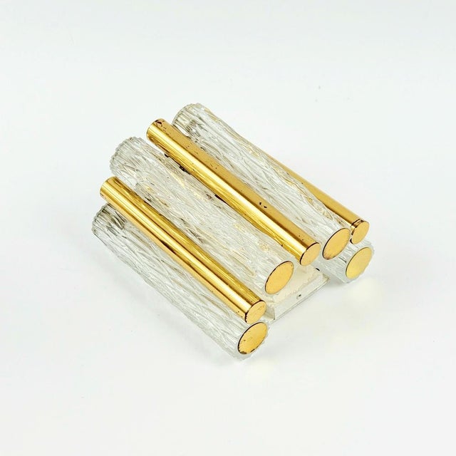 Mid-Century Modern Ice Glass & Brass Wall Light from Kaiser Leuchten ...