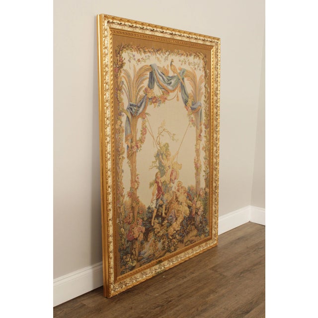 Late 20th Century French Rococo Style Large Custom Framed Tapestry ...
