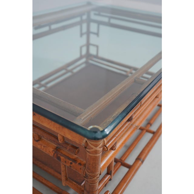 Bamboo Rectangular Glass Top Coffee Table | Chairish