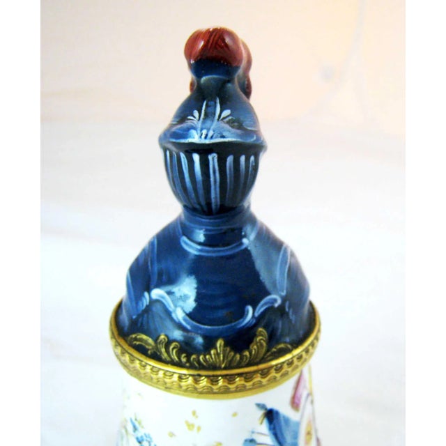 1770 Battersea Enamel Medieval Knight Mustard Pot | Chairish