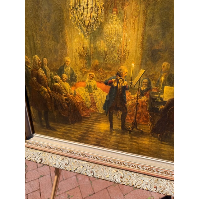1950s Framed Lithograph on Board of Adolph Von Menzel’s “Flute Concert ...