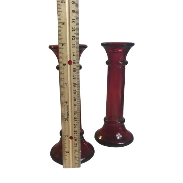 Vintage 1970’s Indiana Glass Company Red Taper Candle Holders / Bud ...