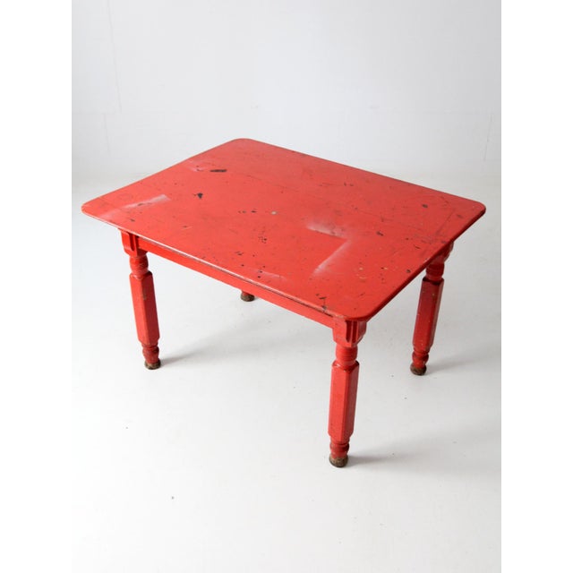 Antique Painted Red Table | Chairish