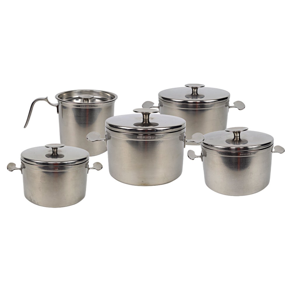 Mid-Century Modern Stainless Steel Pans by Dick Simonis for Gero, Set ...