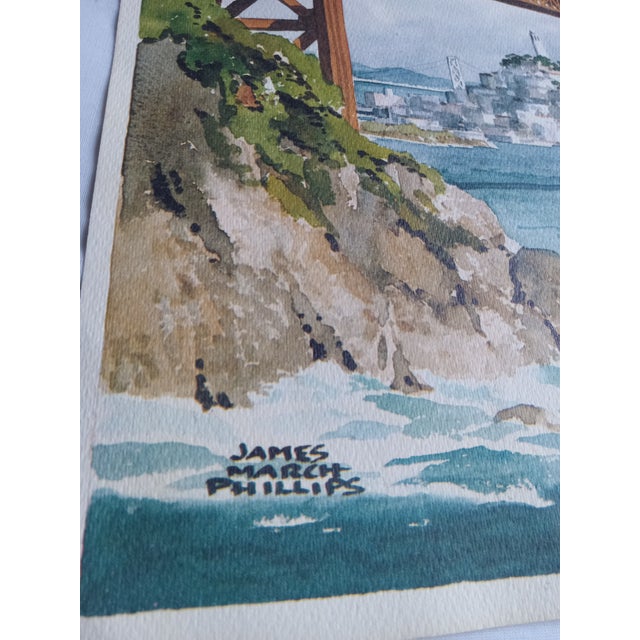 40s Original Signed James March Phillips Realistic Watercolor of San ...