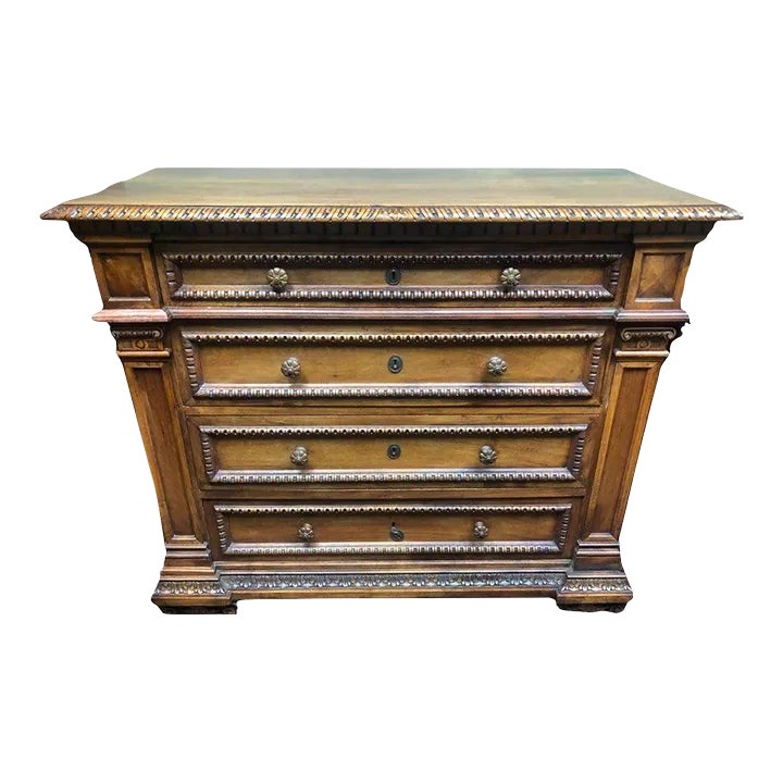 Early 20th Century Antique Renaissance Revival Style Walnut Chest of ...