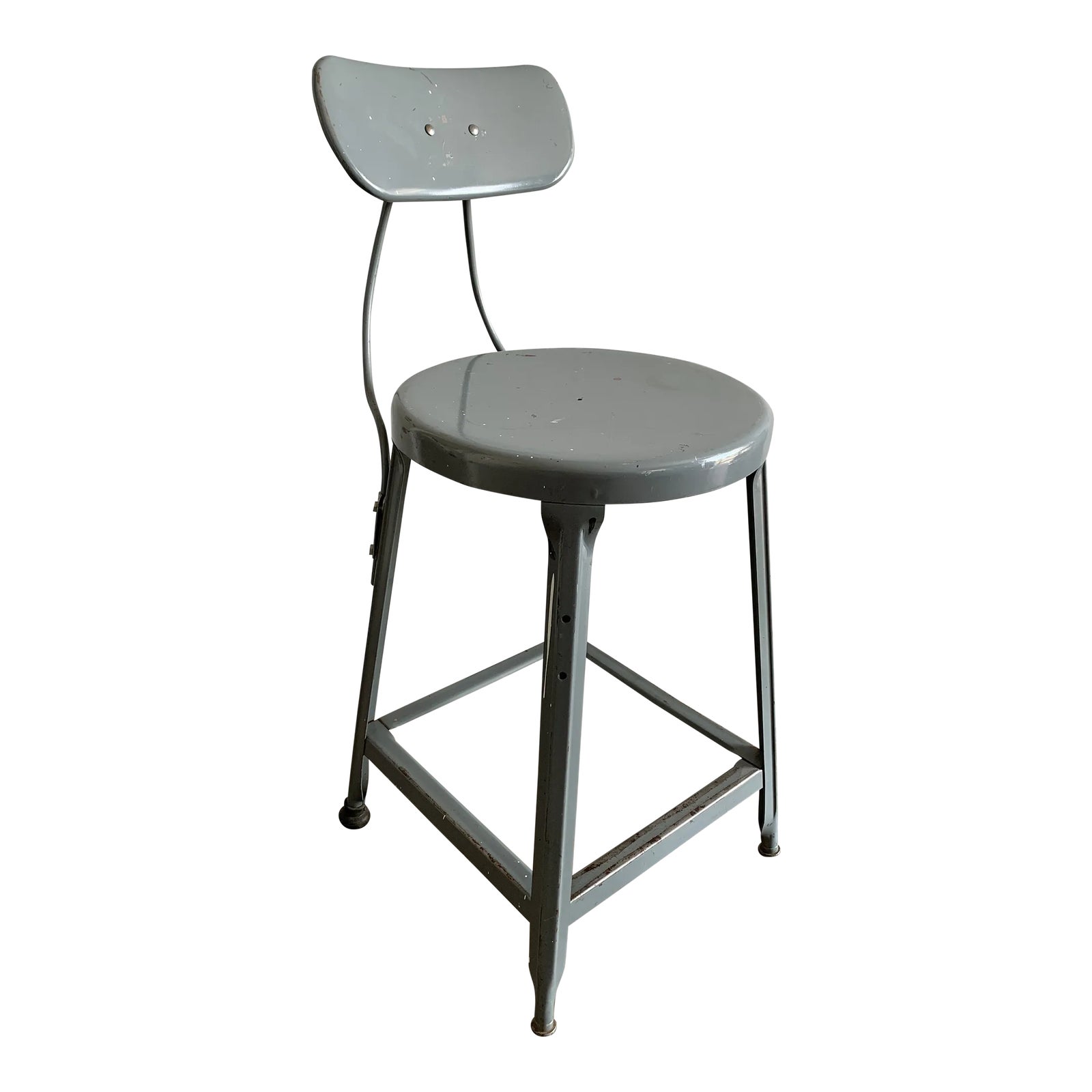 Vintage Industrial Gray Metal Bar Stool | Chairish