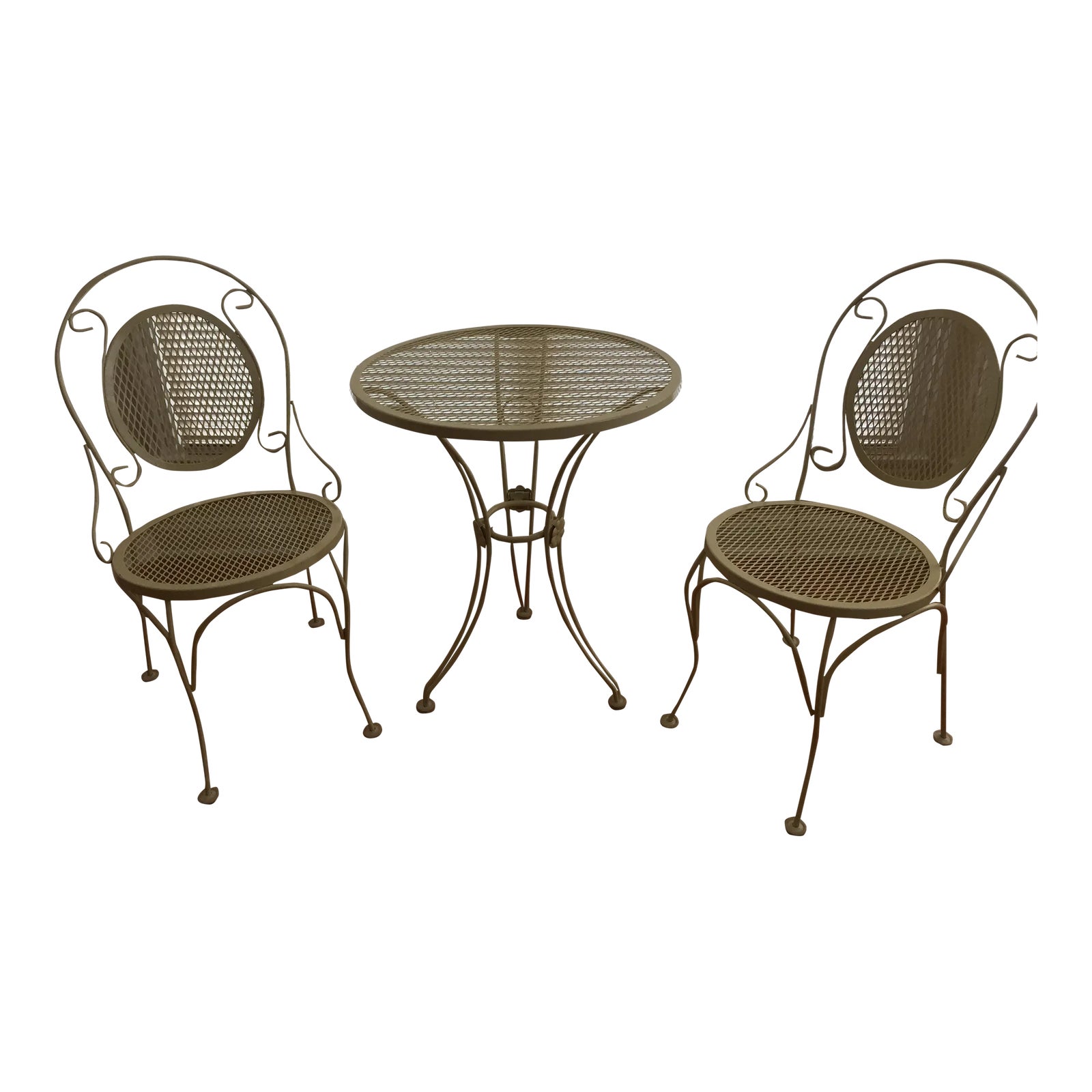 1990s Outdoor/Indoor Patio Set: Round Table With Pair of Chairs | Chairish