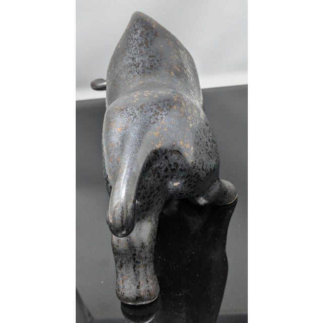 Modern Figurative Raging Wall Street Bull Charcoal and Bronze Speckled ...