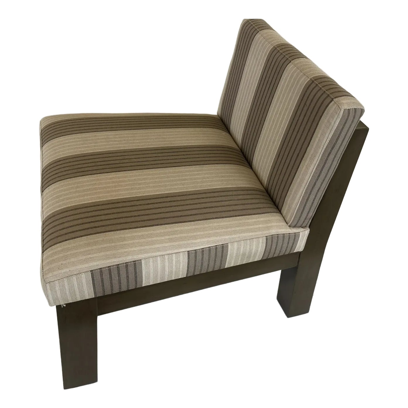 Transitional Tan and Brown Slipper Chair | Chairish