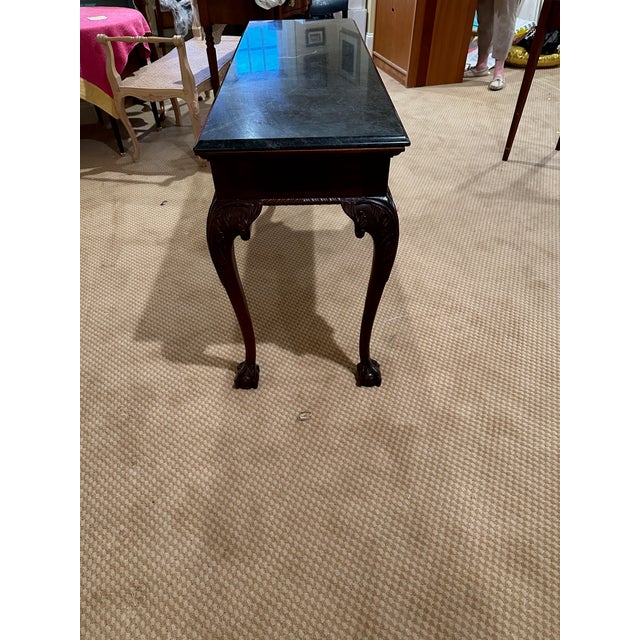 1990s Stickley Carved Mahogany Chippendale Style Ball and Claw Marble ...