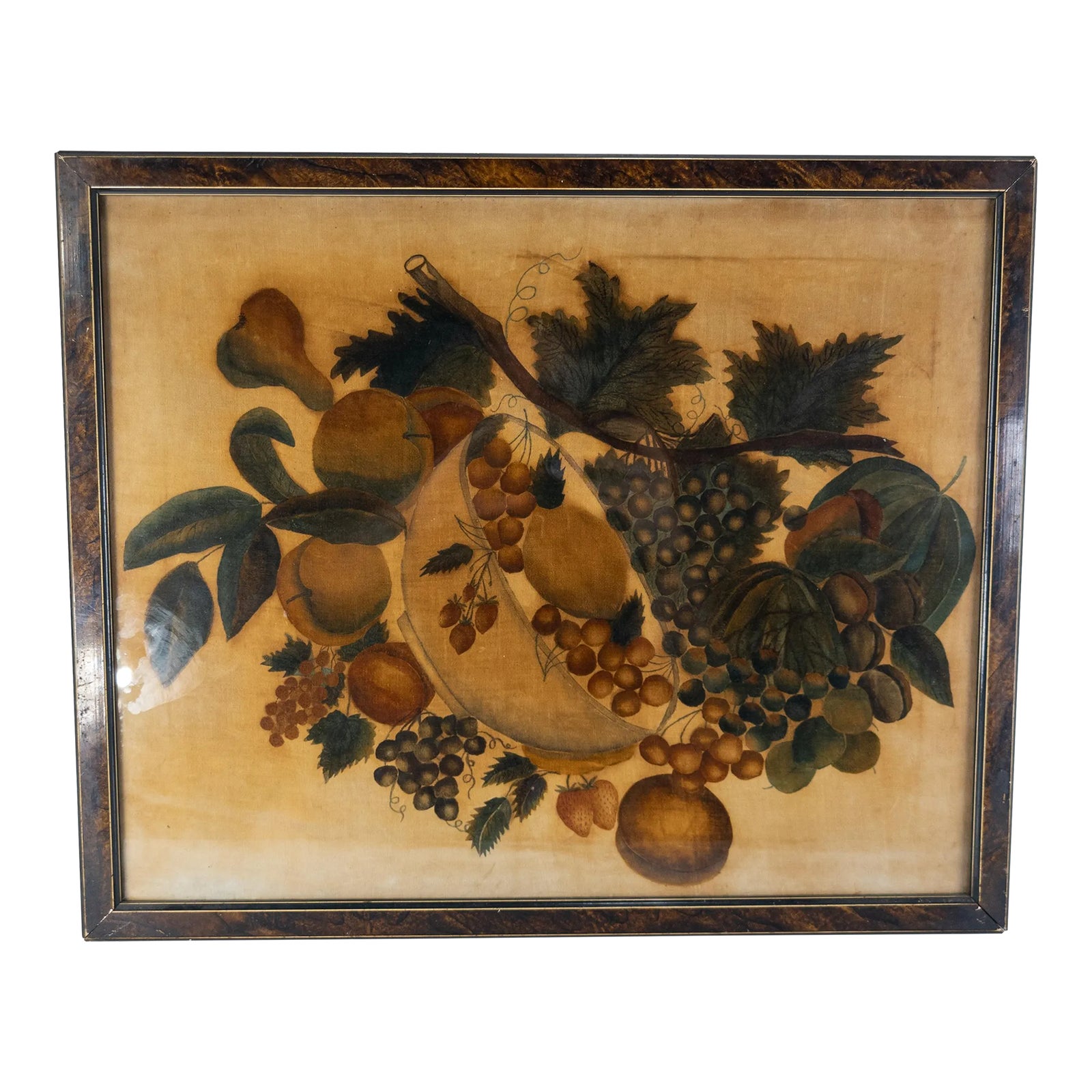 19th Century Folk Art Americana Theorem Painting on Velvet, Moma ...